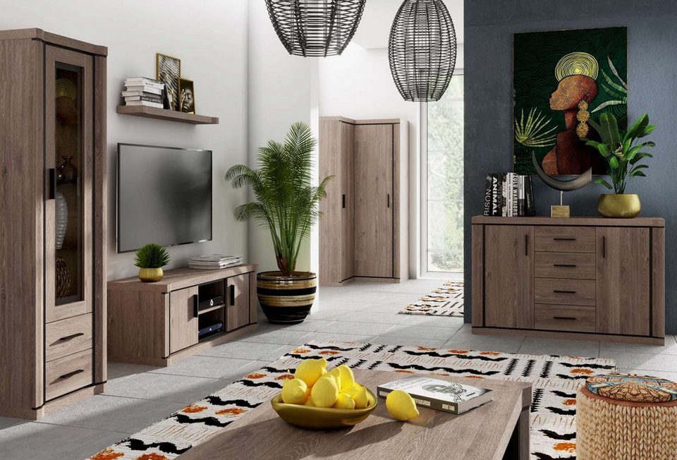 99rooms Wohnwand Safari Set 6 St Wohnmöbel 6 Teilig Wahlweise