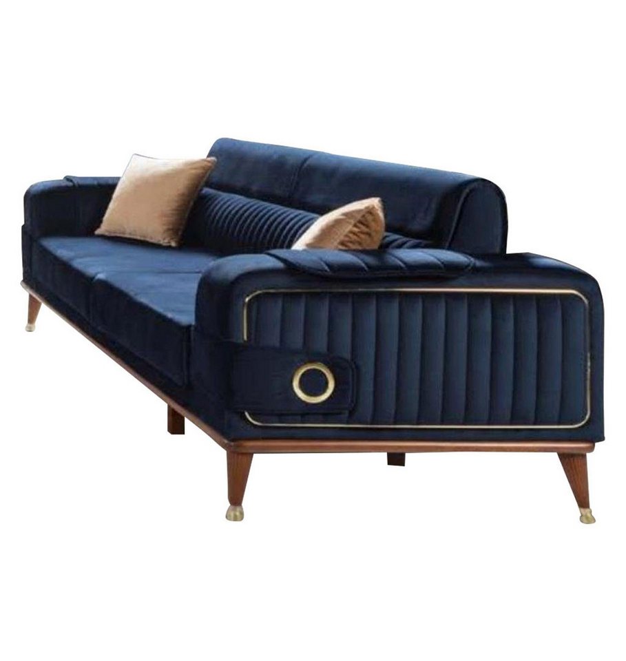 Jvmoebel Sofa Blaue Design Couch Sofa Samt Dreisitzer Luxus Couche