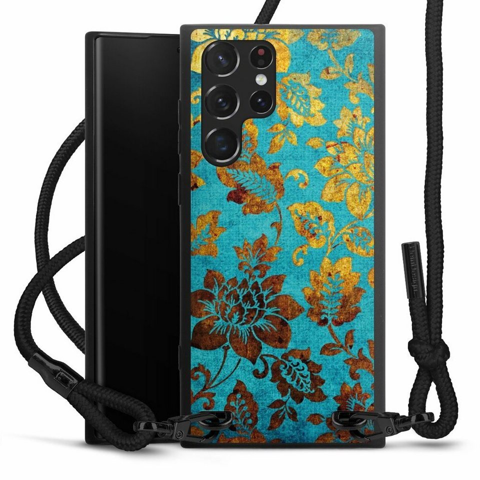 Deindesign Handyhülle Vintage Ornamente Blumen Blue Vintage Samsung