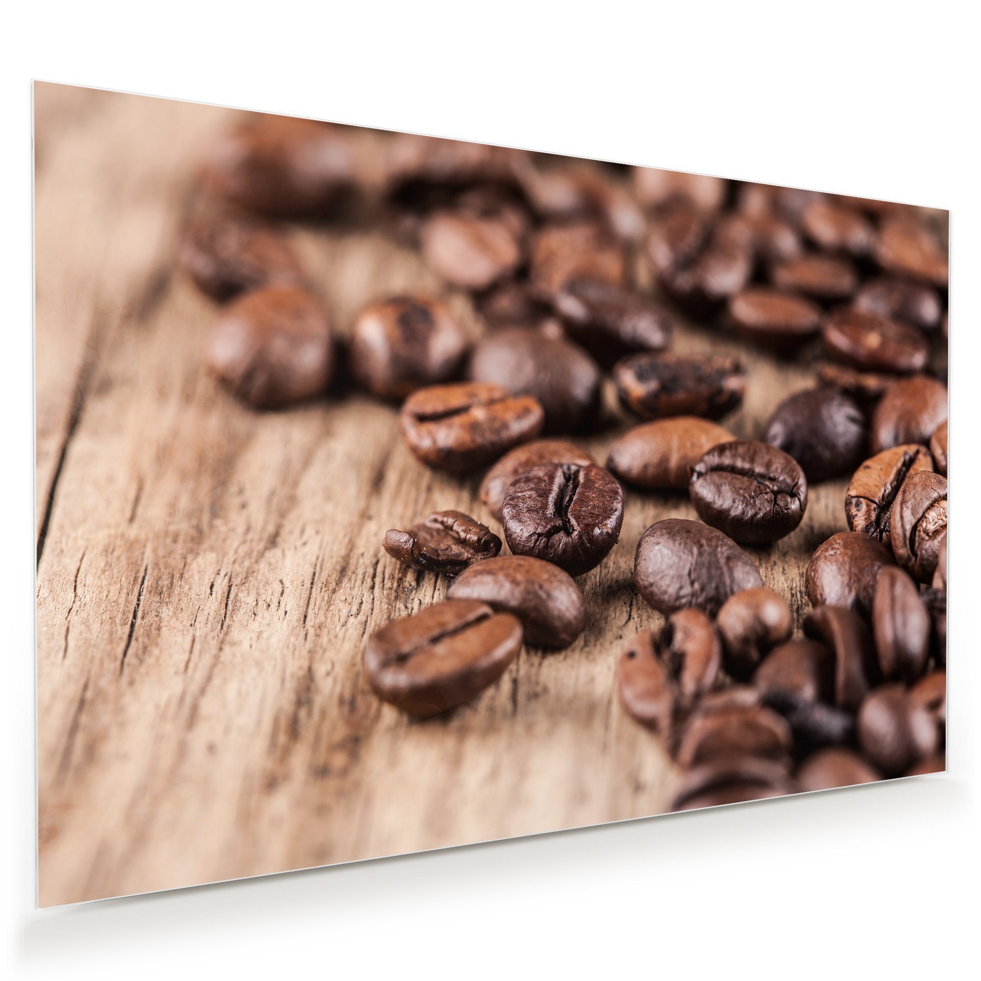 Primedeco Glasbild Wandbild Kaffeebohnen Schatten Mit Aufhängung Kaffee