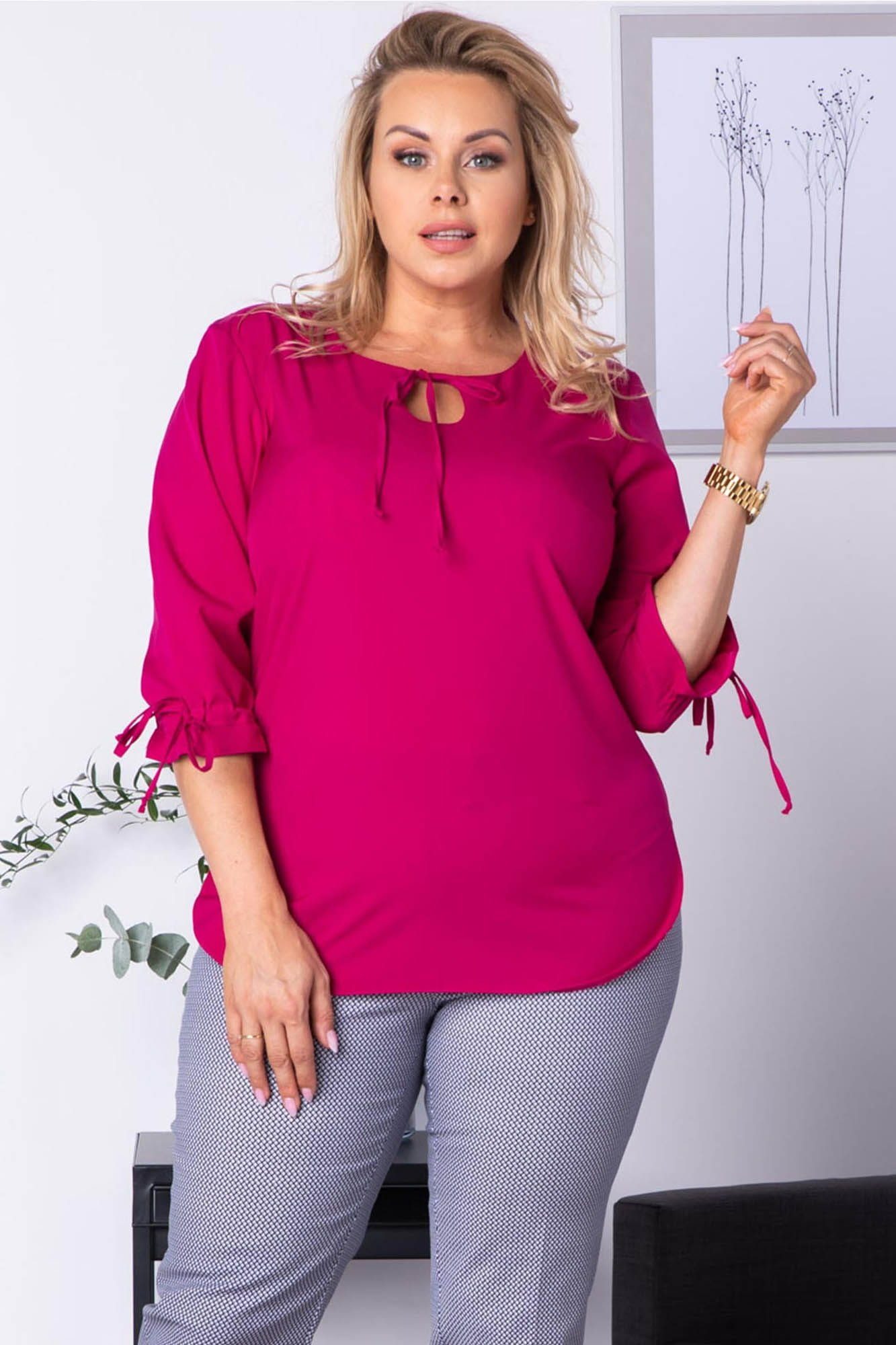 Karko Hemdbluse 51569 Elegante Schlupfbluse Mit Bindeband Am Halsausschnitt