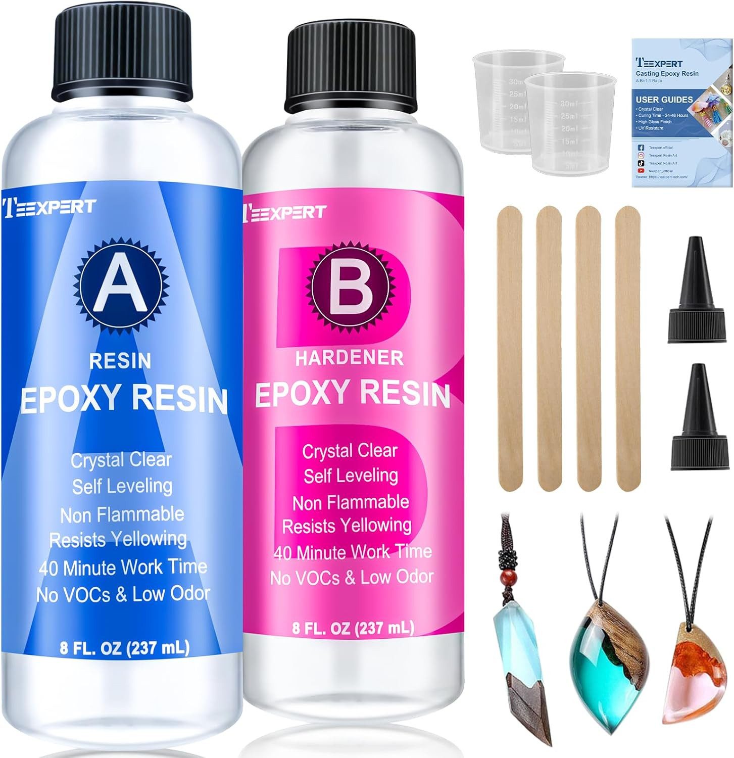 LA CUTE Epoxidharz Epoxidharz-Set UV-beständig DIY-Kunstharz 474ml (Komplettset für DIY-Projekte ...