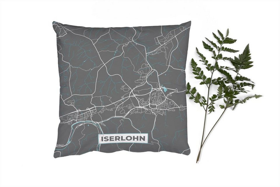 Muchowow Dekokissen Blau Deutschland Karte Stadtplan Iserlohn