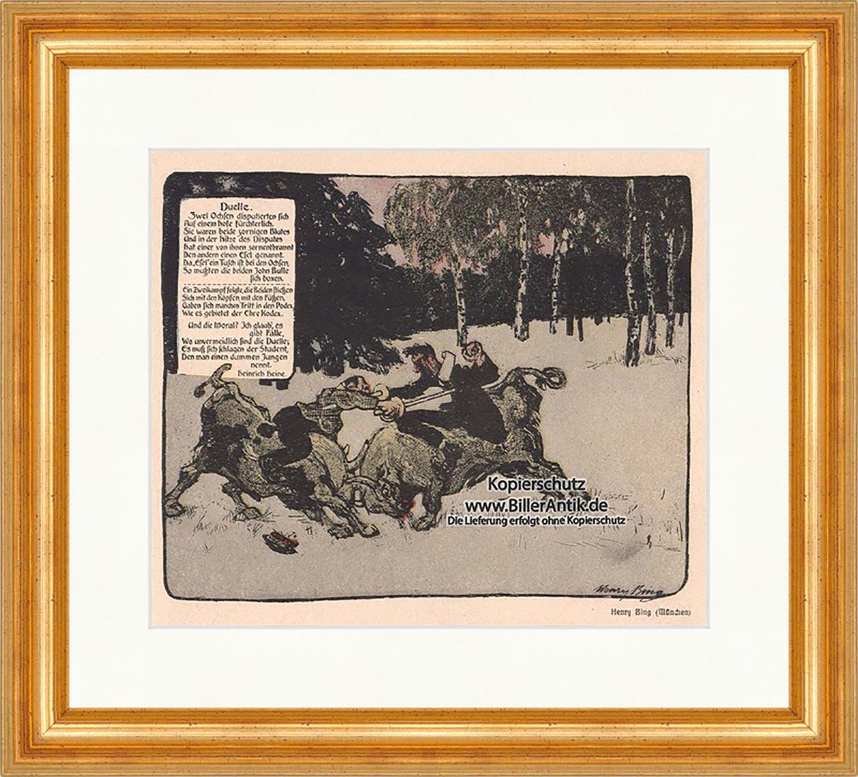 Kunstdruck Duelle Heinrich Heine Henry Bing Stierkampf Georg Hirth Jugend 0156 Ge, (1 St)