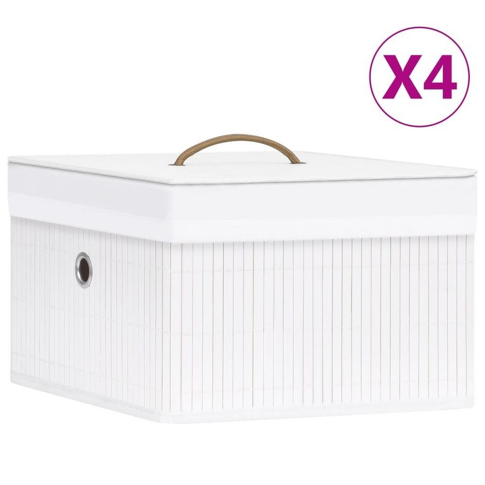 Möbelando Faltbox 3003228 4er Set Aus Bambus Gewebe In Weiß