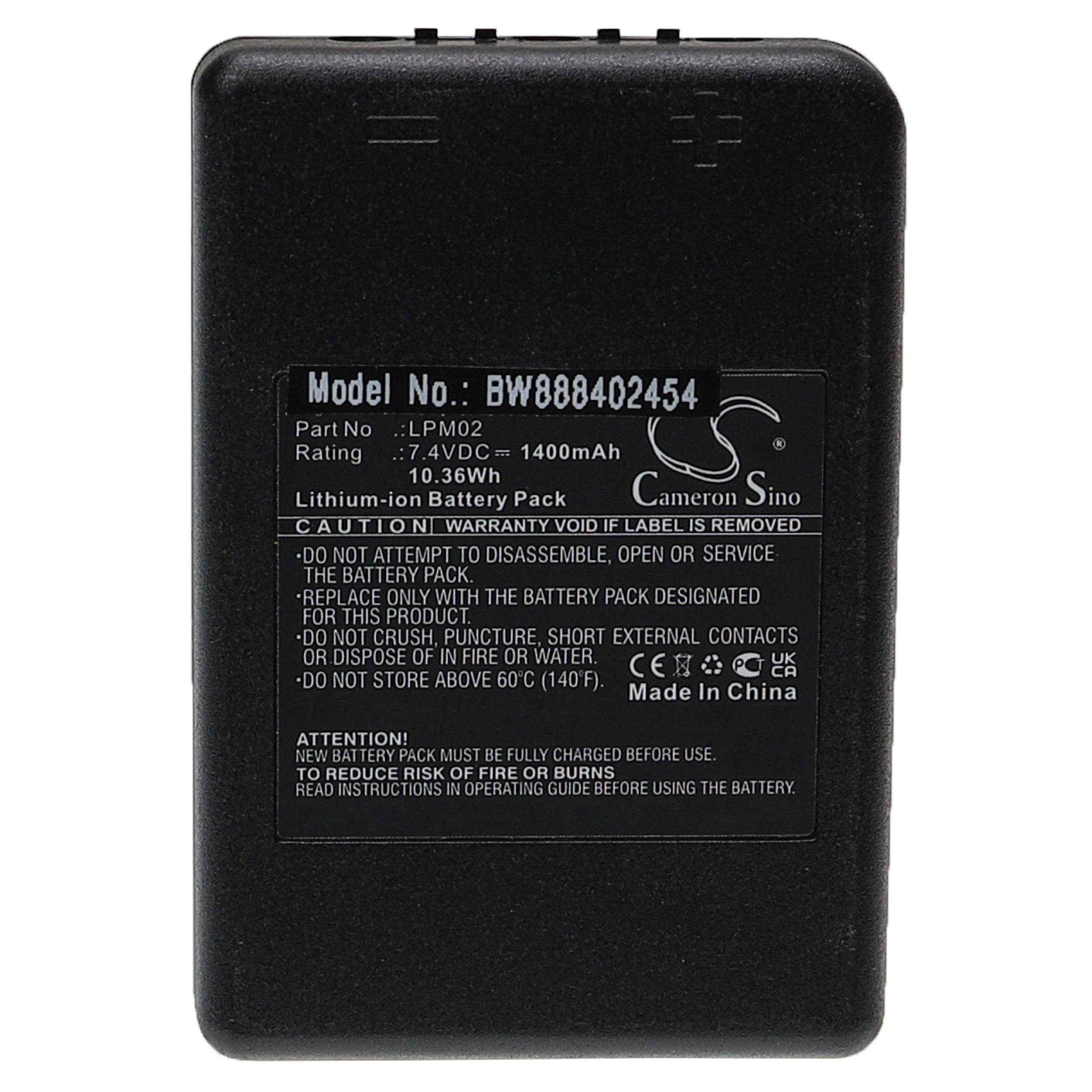 vhbw Ersatz für Autec R0BATT00E08A0, LPM02 für Kran-Funkfernsteuerung (1400 Akku Li-Ion 1400 mAh