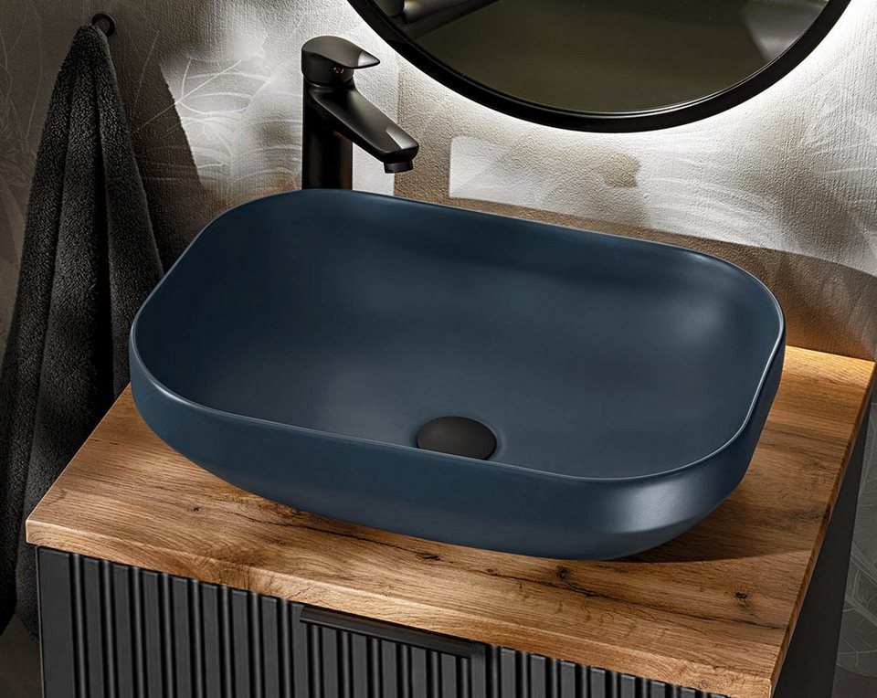 Einfachgutemoebel Waschtisch Set Badezimmer Waschplatz Blackened 60cm