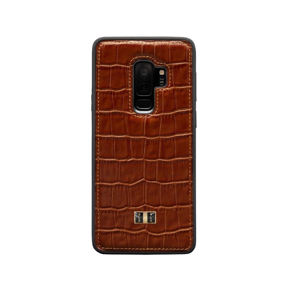 GOLDBLACK Handyhülle SAMSUNG GALAXY S9 PLUS LEDERHÜLLE CROCO BRAUN 16,2 ...