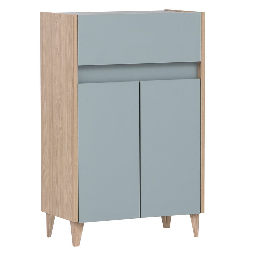 Lomadox Unterschrank Espoo 80 Taubenblau Mit Eiche Hell 2 Türen 1