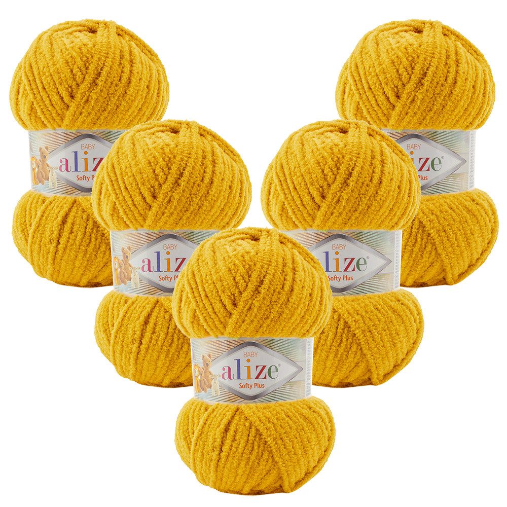 Alize 5 x ALIZE Softy Plus 2 Häkelwolle, 120 m, Chenillegarn,Babywolle,Super Bulky,flauschig