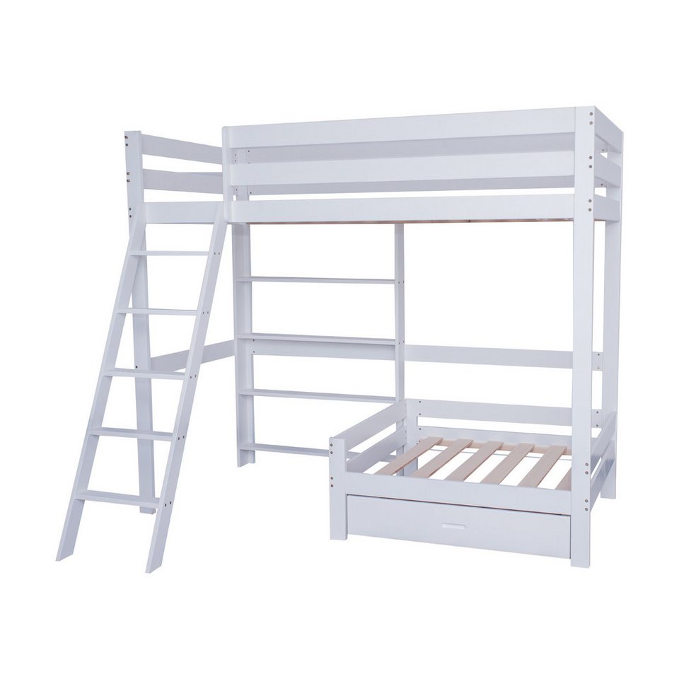 Ideasy Etagenbett 90x200cm Holzbett Mit Regalen Und Sofa Ohne