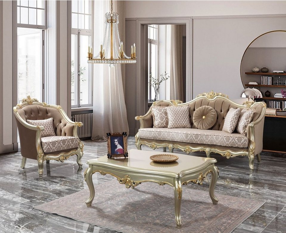 Jvmoebel Wohnzimmer Set Sofagarnitur Dreisitzer Sessel Sofa Couchtisch