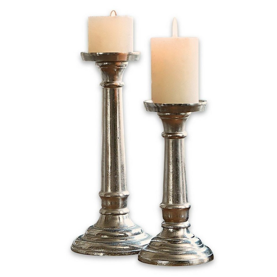 Mirabeau Kerzenständer Kerzenständer 2er Set Symone Antiksilber