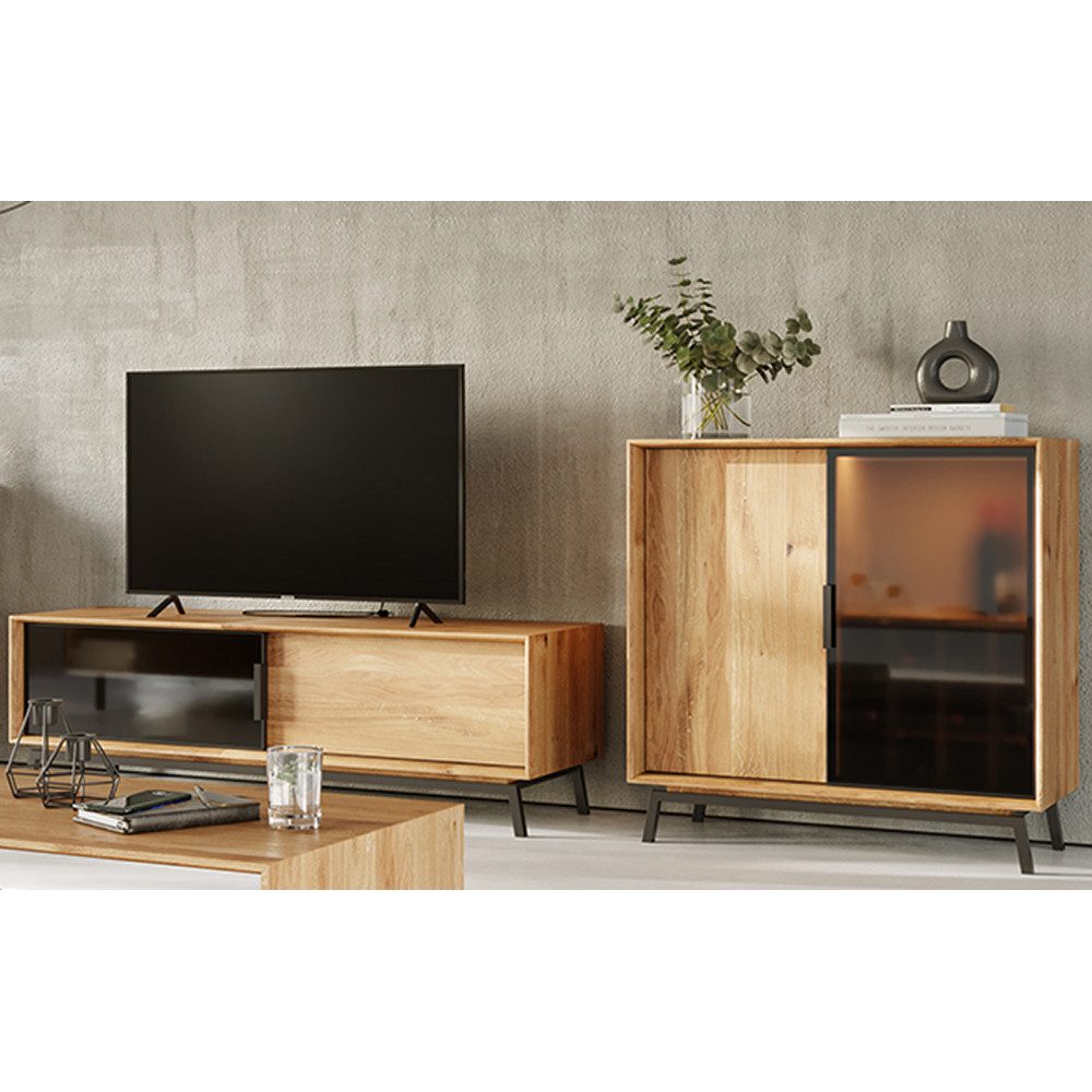 Lomadox Wohnwand Matola 163 2 St Lowboard Schiebetürenkommode