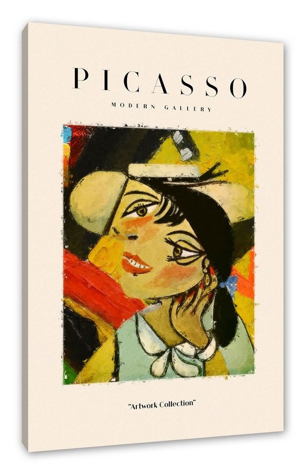 Pixxprint Glasbild Picasso Art Collection Frau Mit Kleid Und Zopf