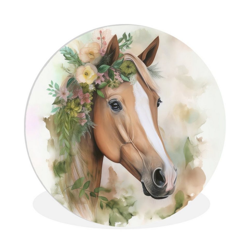 Muchowow Gemälde Pferd Blumen Natur Aquarell Tiere Fotodruck