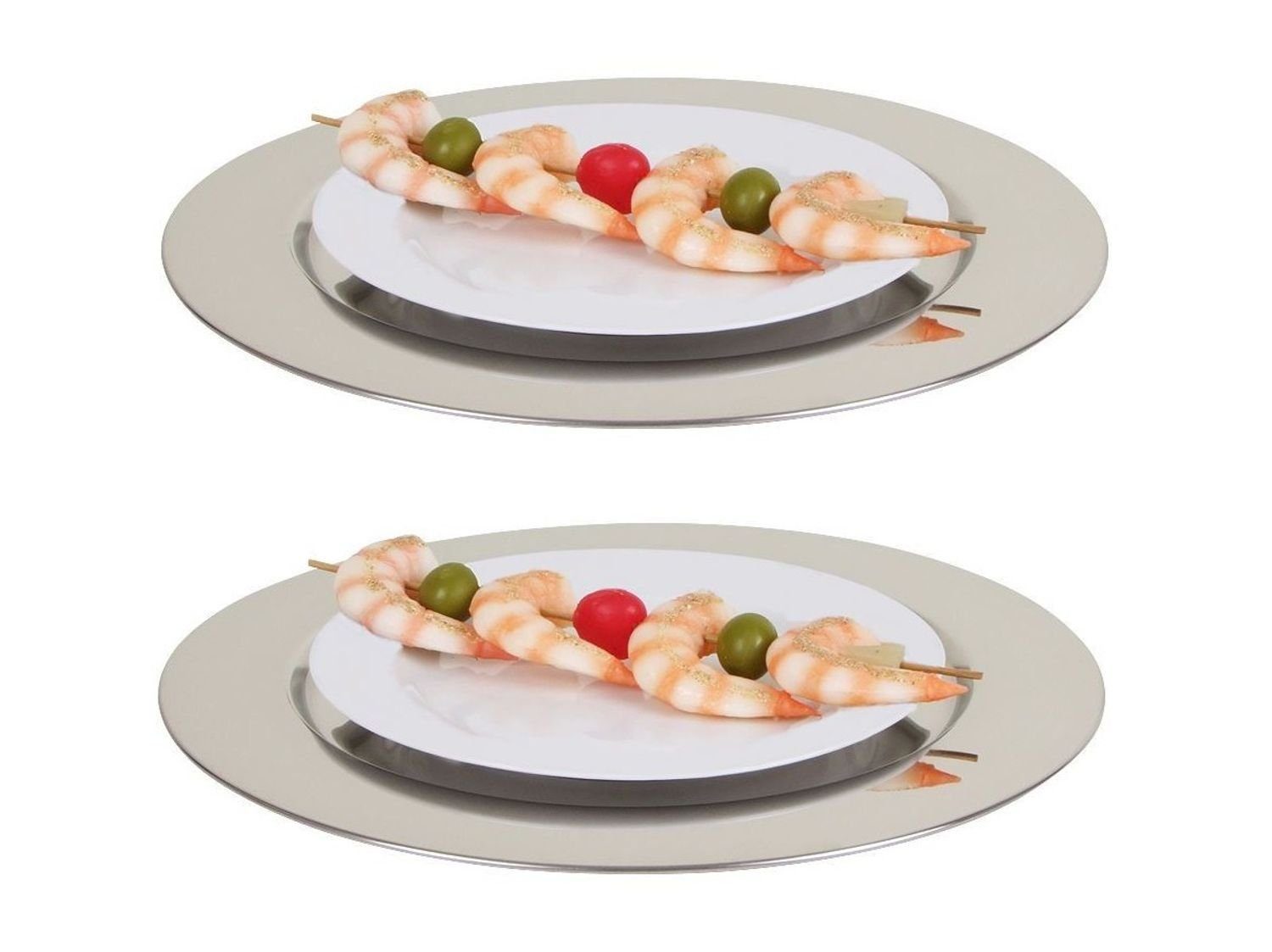 Buri Servierplatte Edelstahl Platzteller 2er Set Ø35cm Servierteller