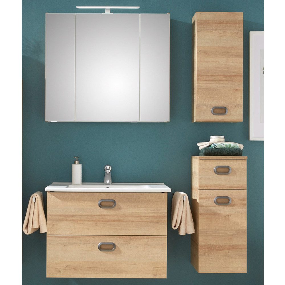 Lomadox Badmöbel-Set TAUPO-66, (Spar-Set, 5-St), Badezimmer Set mit LED-Beleuchtung in Riviera ...