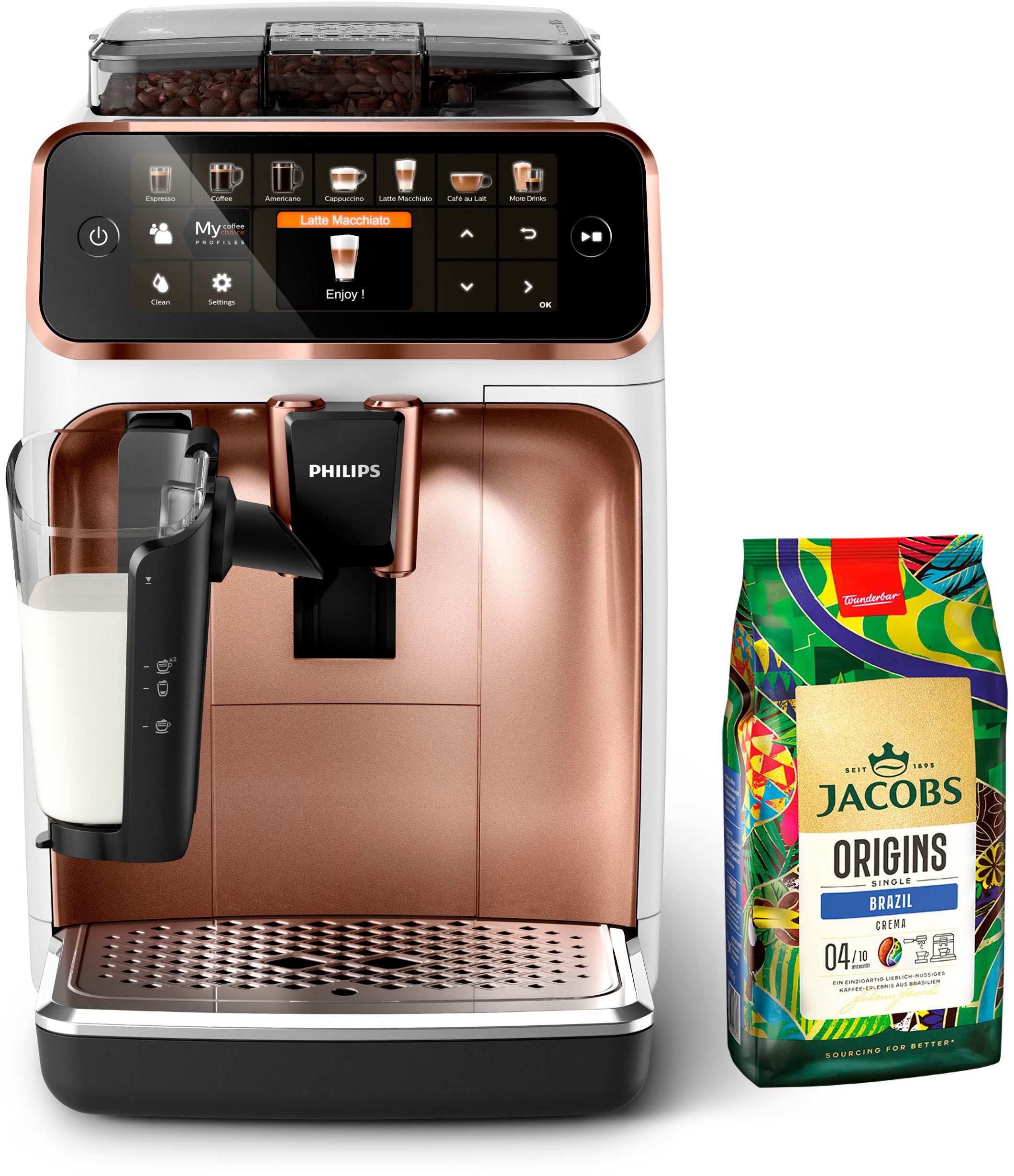 Philips Kaffeevollautomat EP5443/70 5400 Series, 12 Kaffeespezialitäten ...