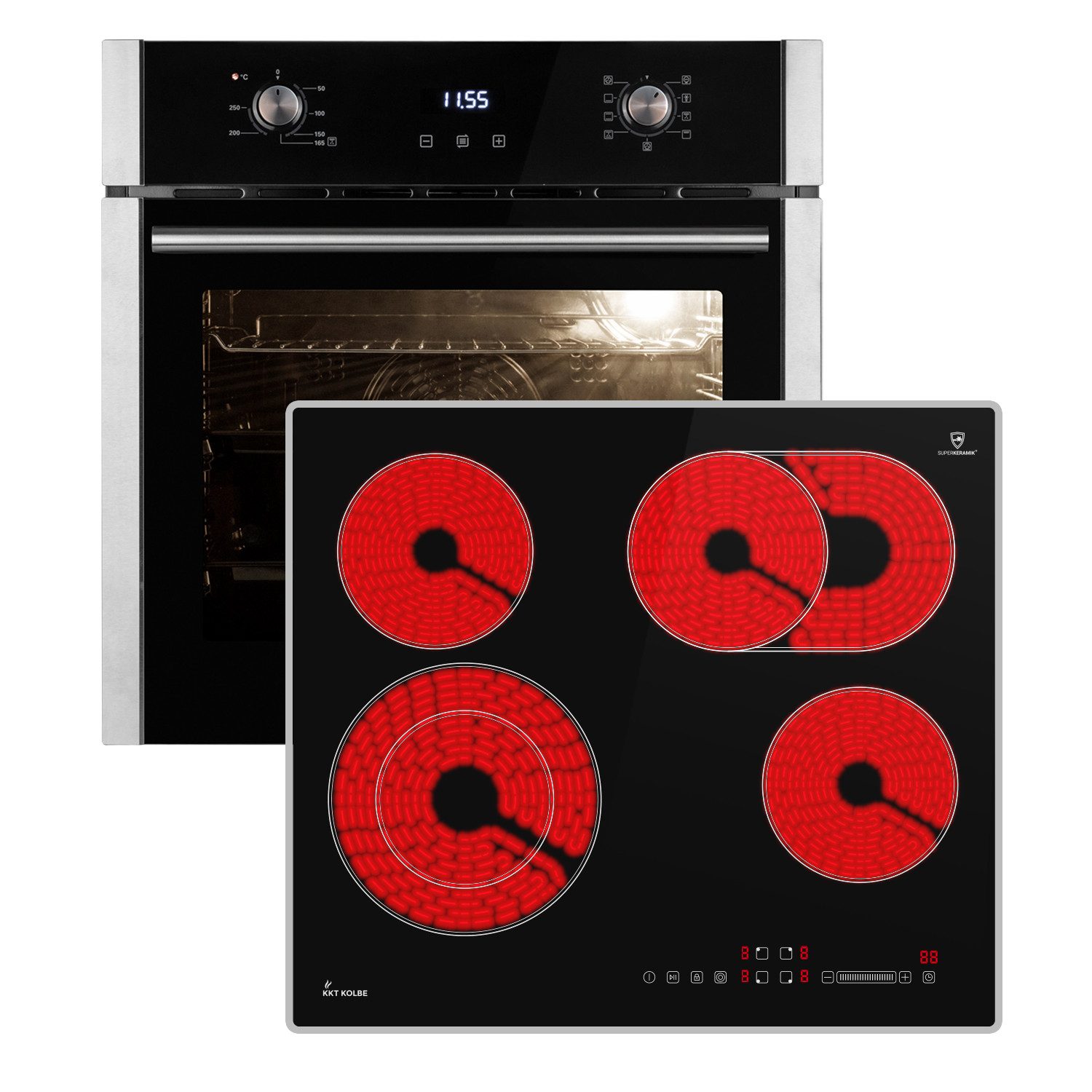KKT KOLBE Backofen-Set Backofen und Kochfeld SET8010CH59AL, mit 2-fach Teleskopauszug, Herdset ...