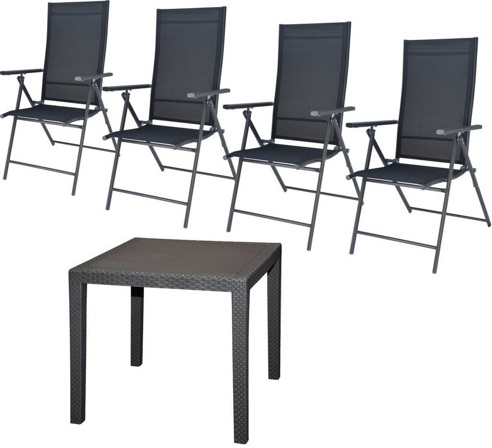 Progarden Sitzgruppe Anthrazit 5 Tlg Gartenmöbel Set Gartenstuhl