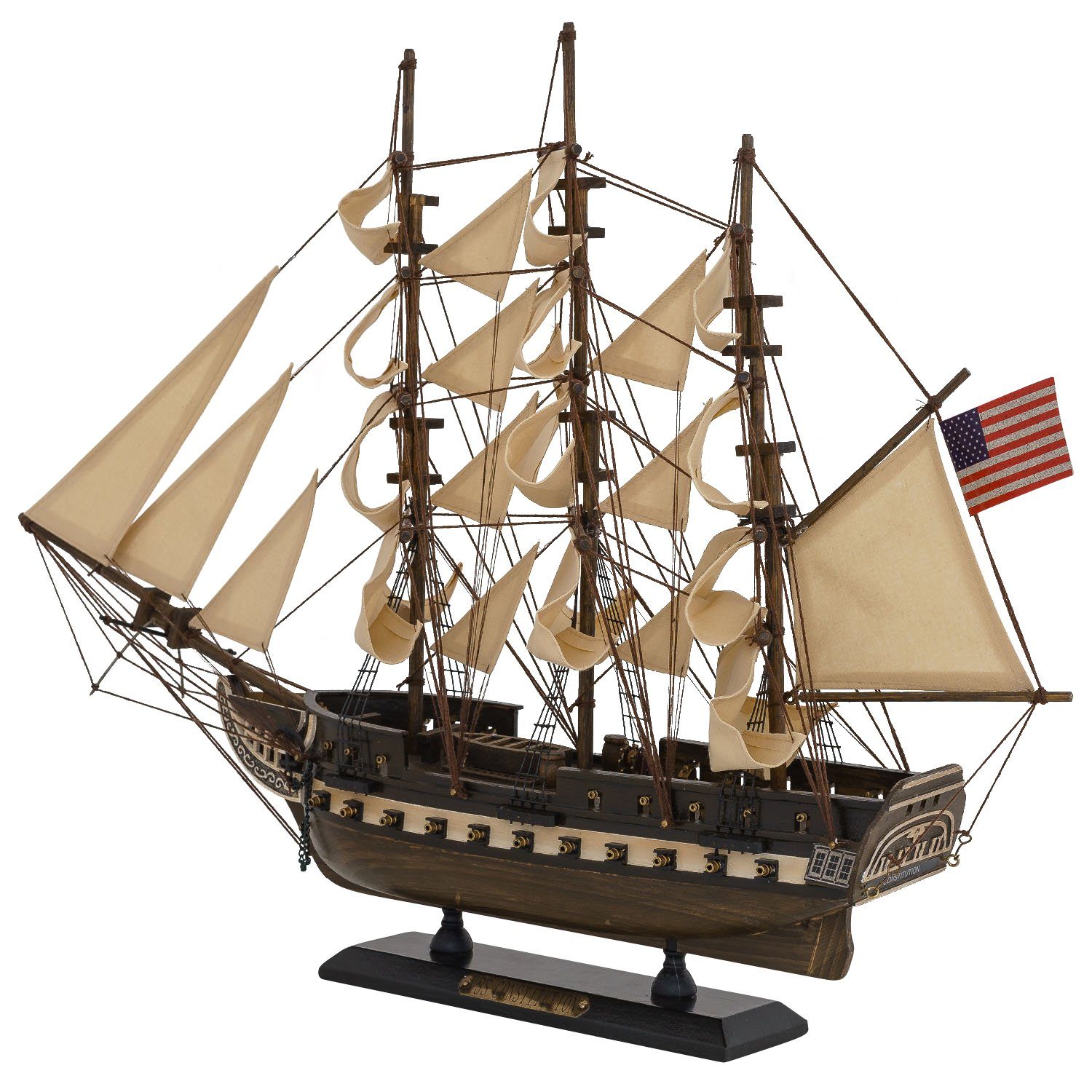 Aubaho Dekoobjekt Modellschiff USS Constitution Schiff Segelschiff Maritim Antik-Stil ke