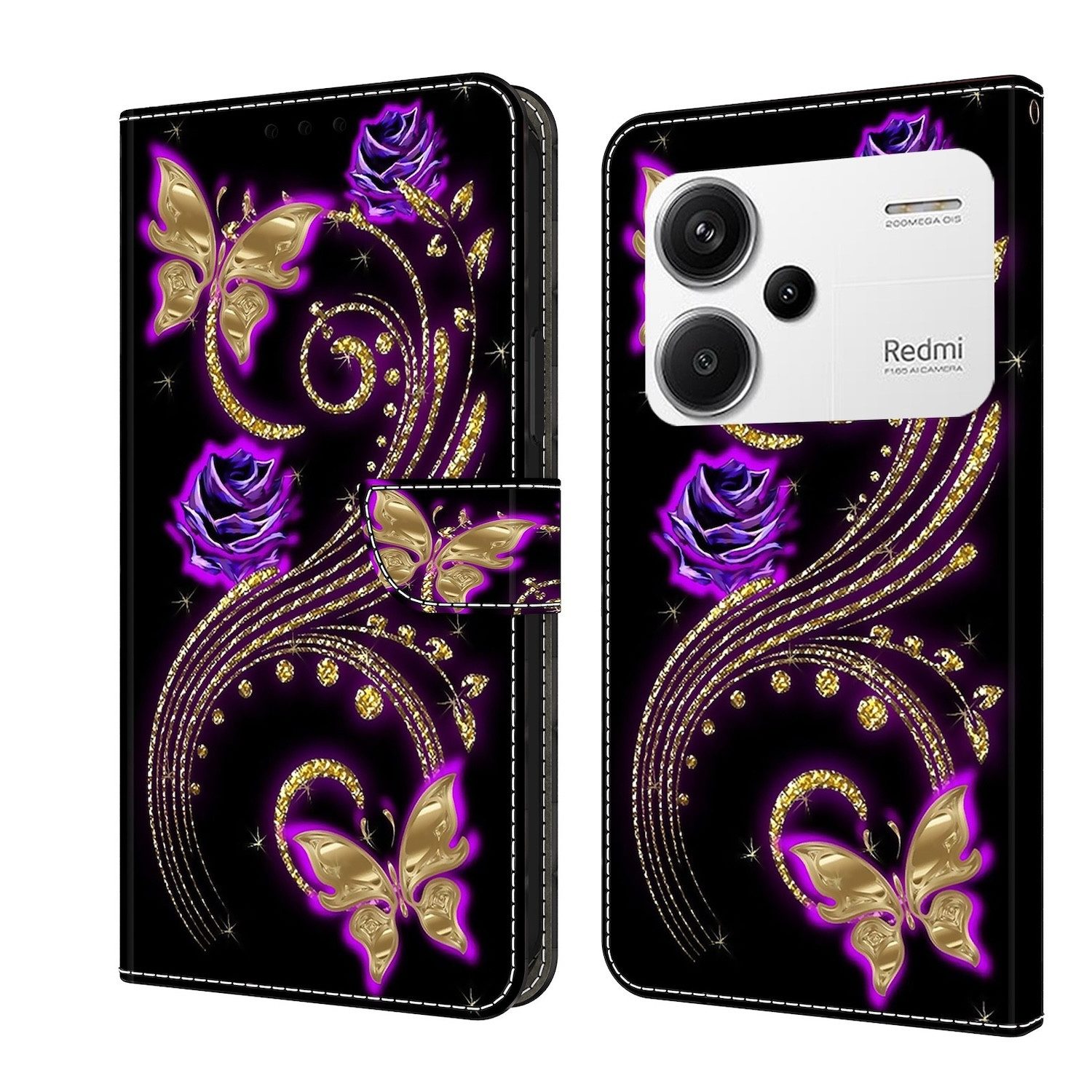 Wigento Handyhülle Für Xiaomi Redmi Note 13 Pro Plus Kunst Leder Book