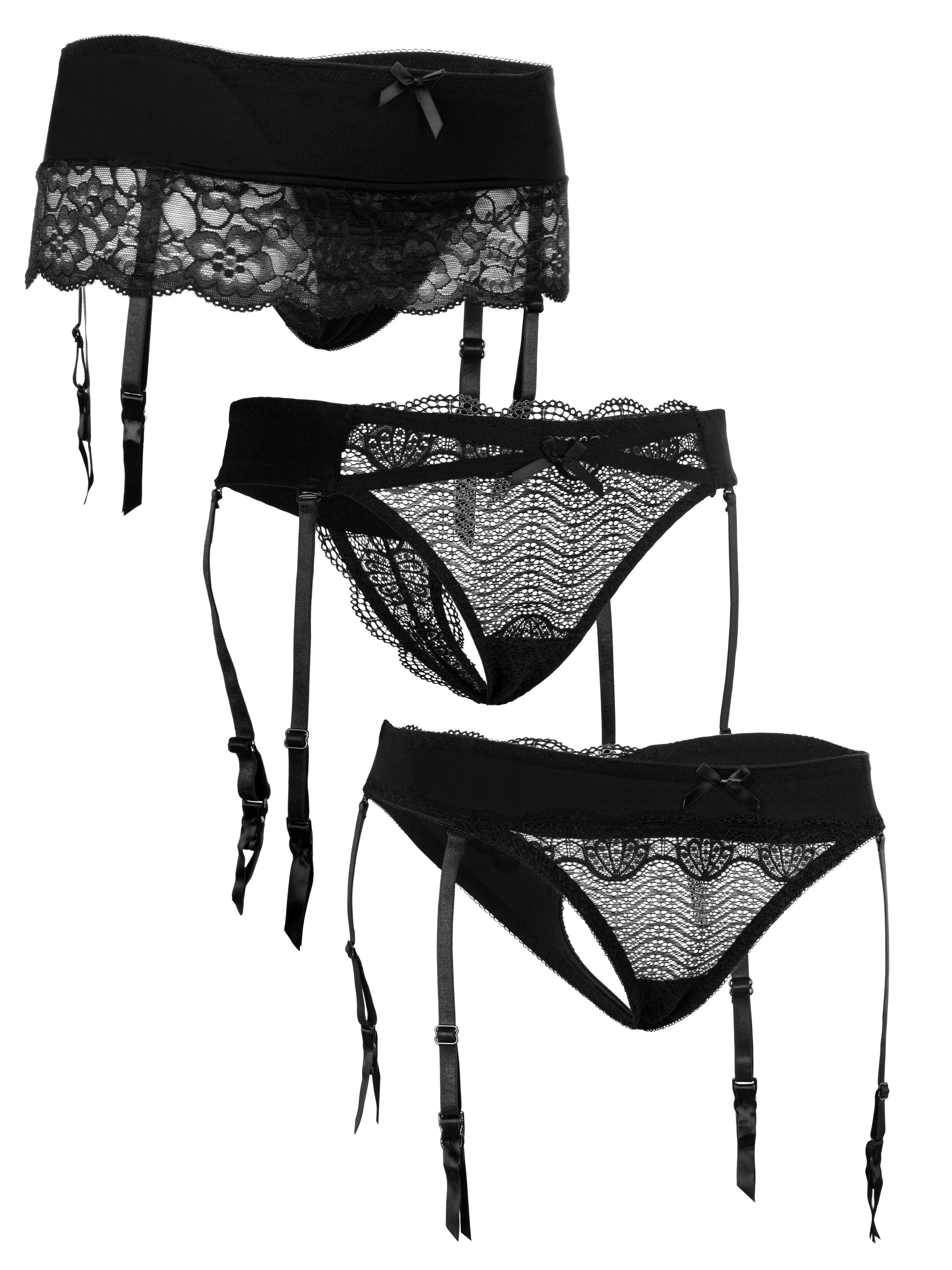 Fabio Farini String Sexy Strapse Panty für Frauen - Damen Strumpfhalter ...