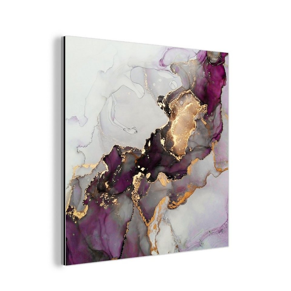 Muchowow Metallbild Marmor Abstrakt Gold Lila 1 St Alu Dibond