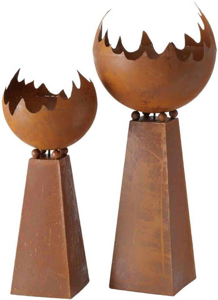 Boltze Dekoobjekt Schale Flamme 2 Tlg Set 2 2 St