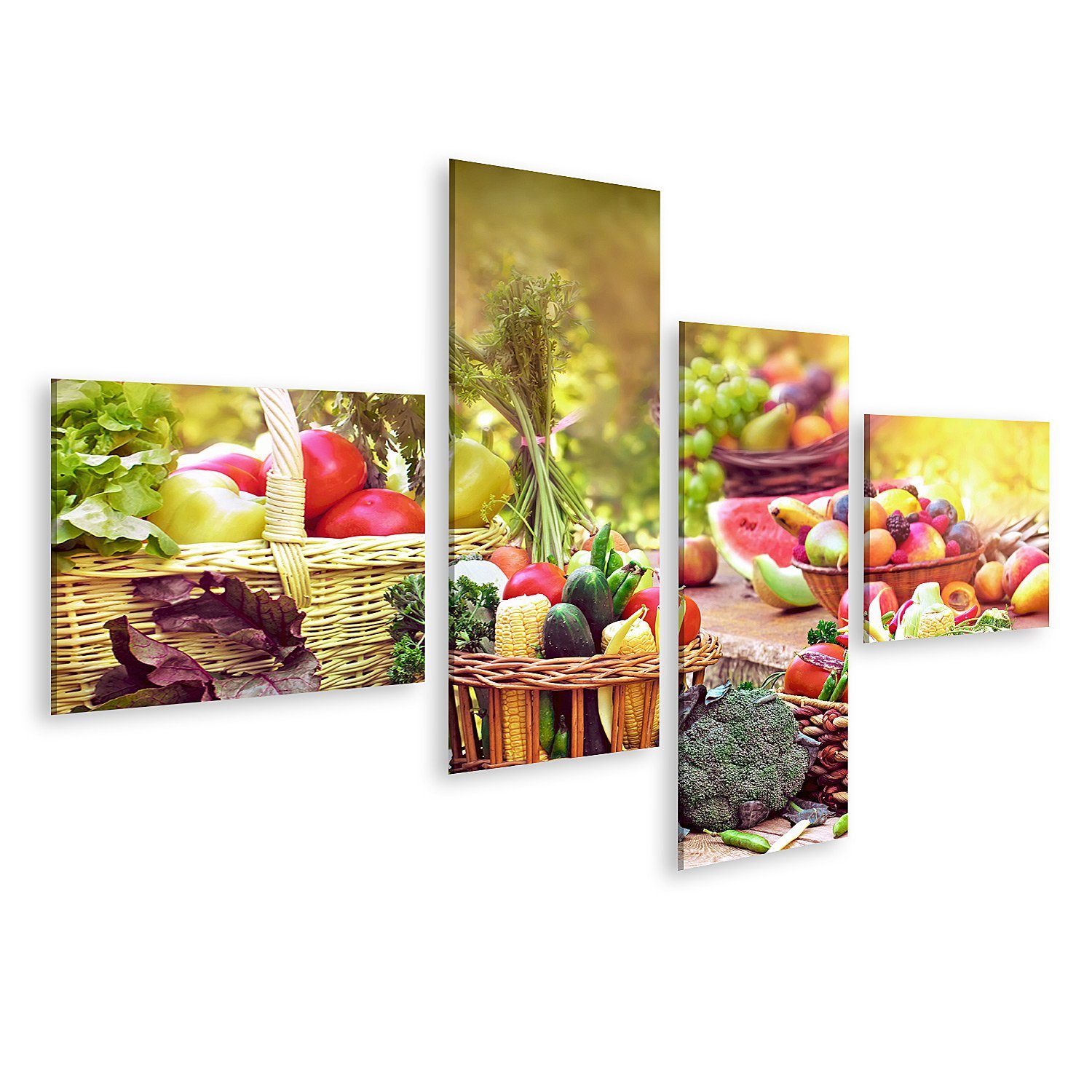 islandburner Leinwandbild Bild auf Leinwand Frische Bio-Früchte und -Gemüse Wandbild Poster Kuns