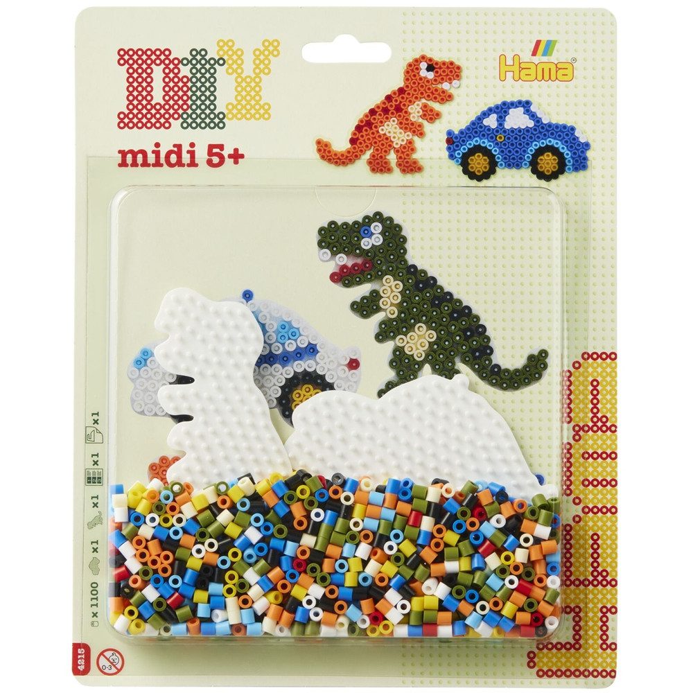 Hama Perlen Bügelperlen Hama - Bügelperlenset Dino/Auto - ca. 1.100 ...