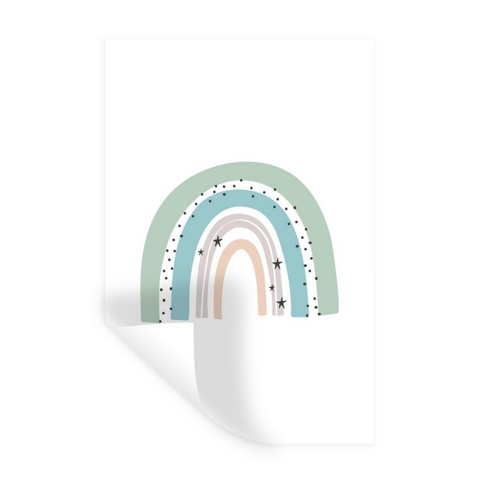Muchowow Wandsticker Regenbogen Kinder Sterne Tupfen Pastell 1