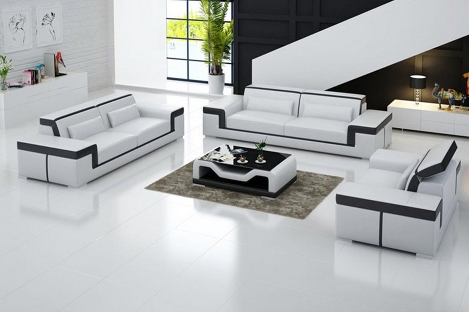 Jvmoebel Sofa Schwarze Couchgarnitur 311 Moderne Sofas Polstermöbel