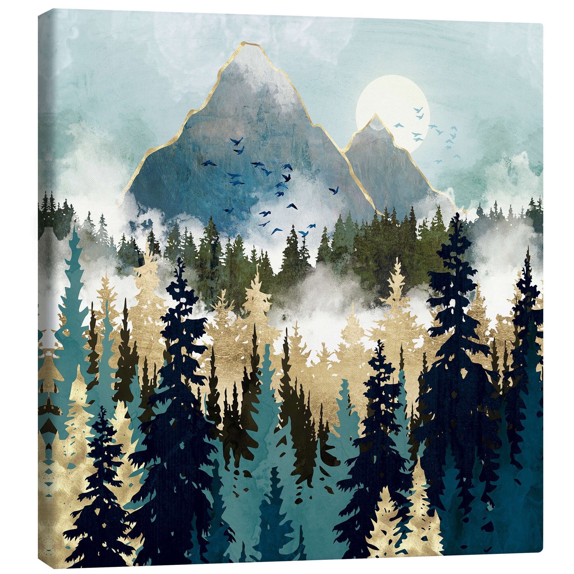 Posterlounge Leinwandbild Spacefrog Designs Neblige Kiefern