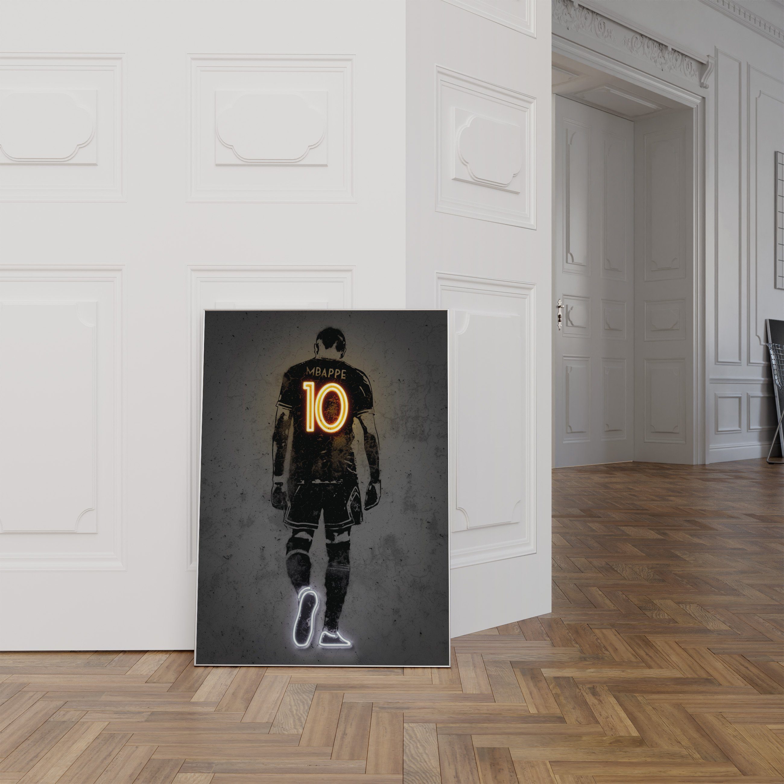 JUSTGOODMOOD Poster Premium ® Kylian Mbappe Fußball Poster· Neon Effekt ...