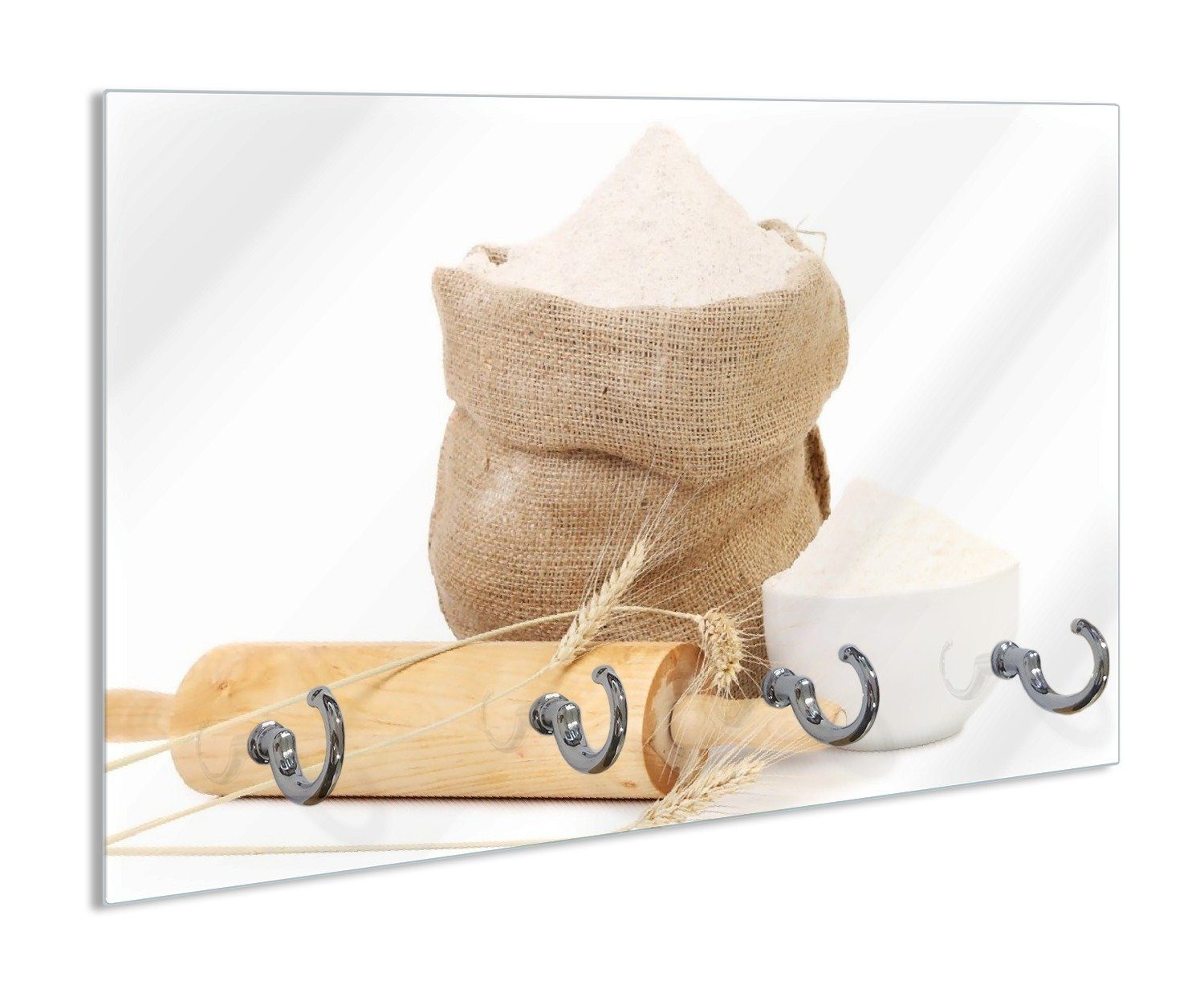Wallario Schlüsselbrett Backen Ensemble Mit Nudelholz Mehl Sack Ähren