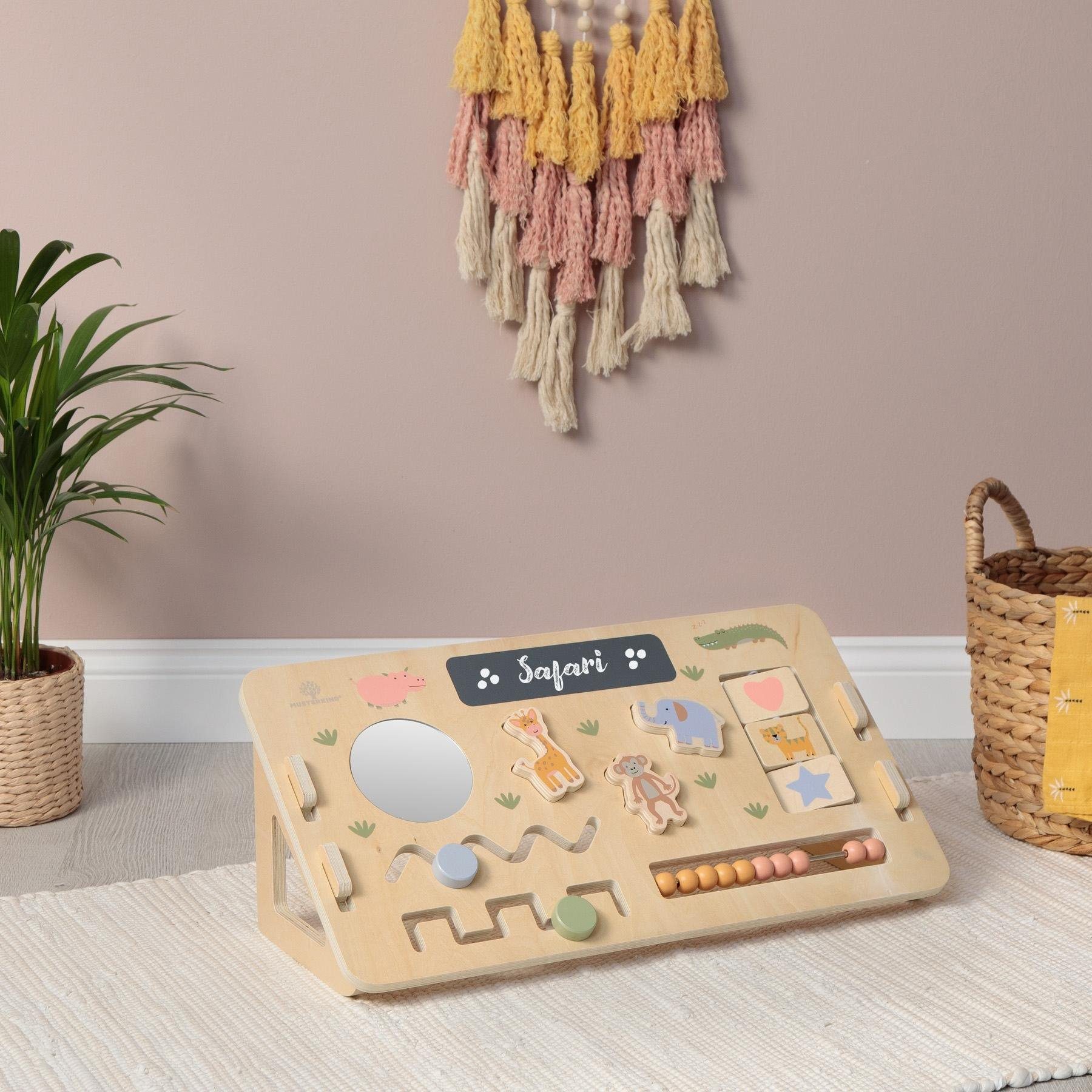 MUSTERKIND® Motorikbrett Motorik-Board Abelia, Safari, aus Holz