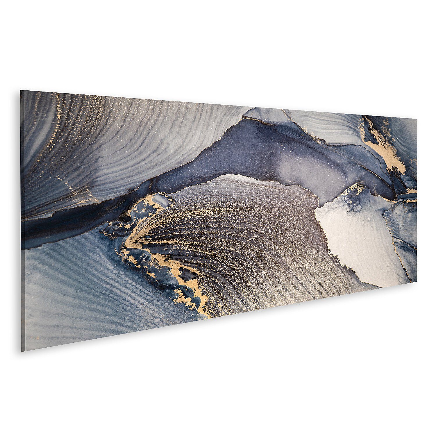 islandburner Leinwandbild Bild auf Leinwand Luxus Abstrakte Fluid Art Tuschetechnik Mischung Dun