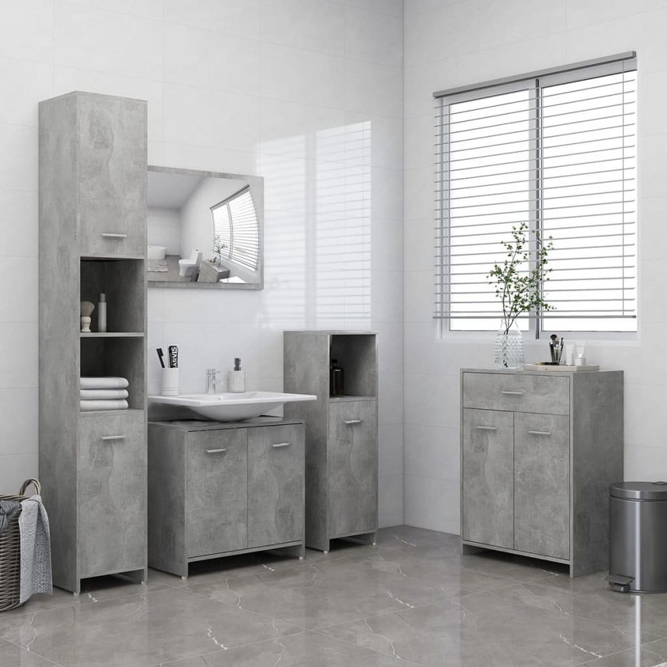 Vidaxl Badezimmer Set 4 Tlg Badmöbel Set Betongrau 4 St