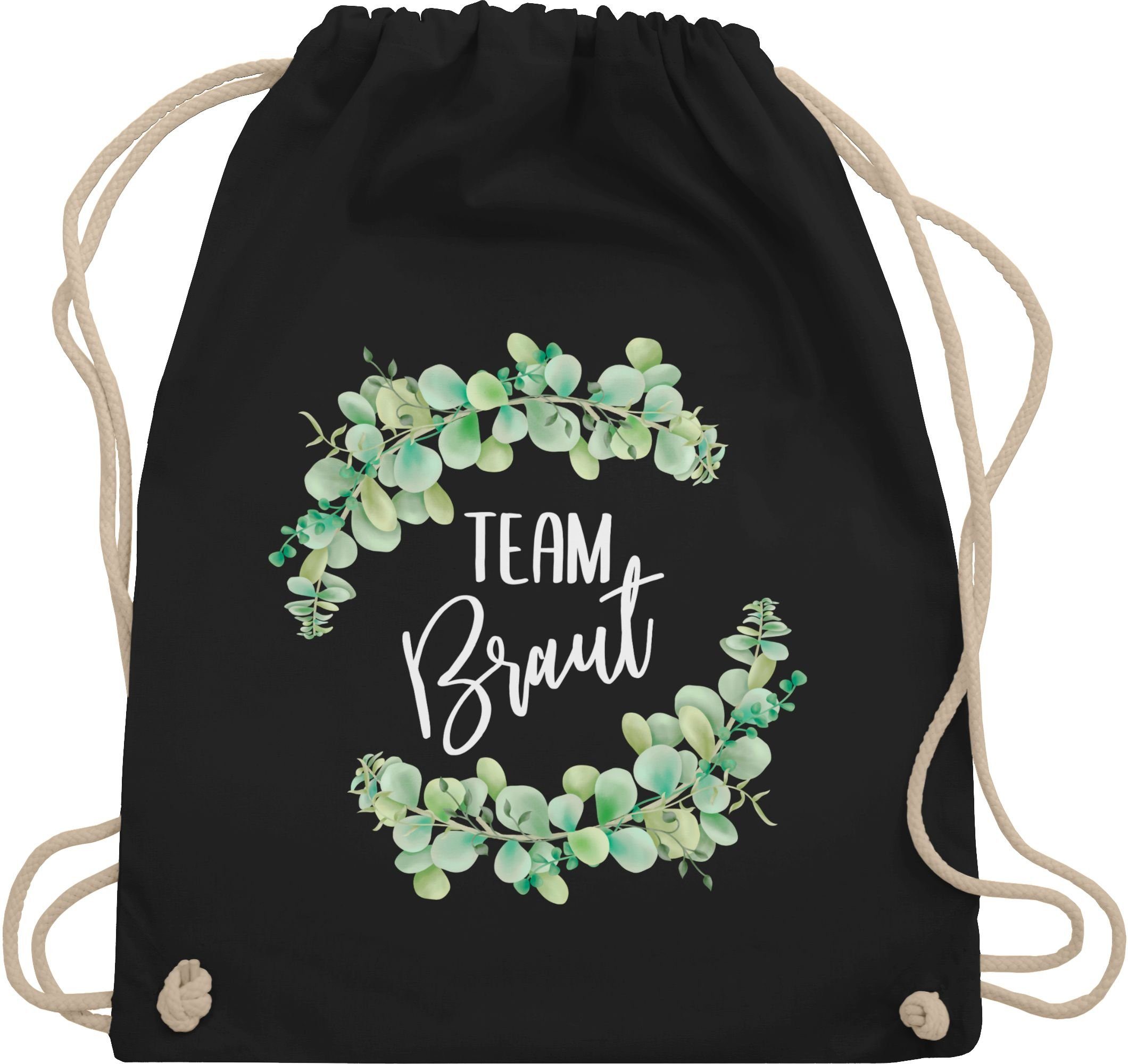 Shirtracer Turnbeutel Team Braut Eukalyptus Weiß Jga