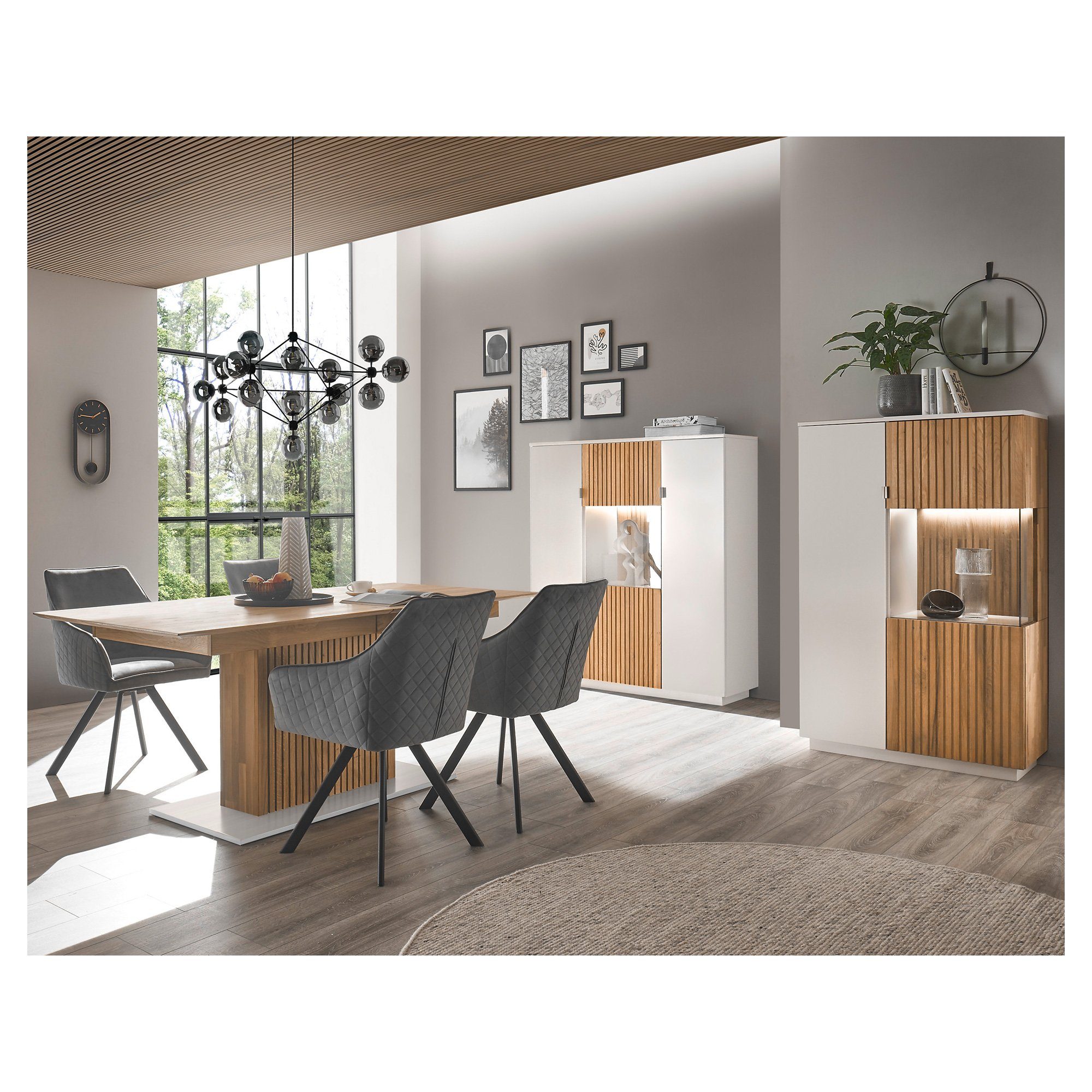 Expendio Wohnzimmer Set Linda 42 Spar Set 3 St Weiß Grau Lackiert