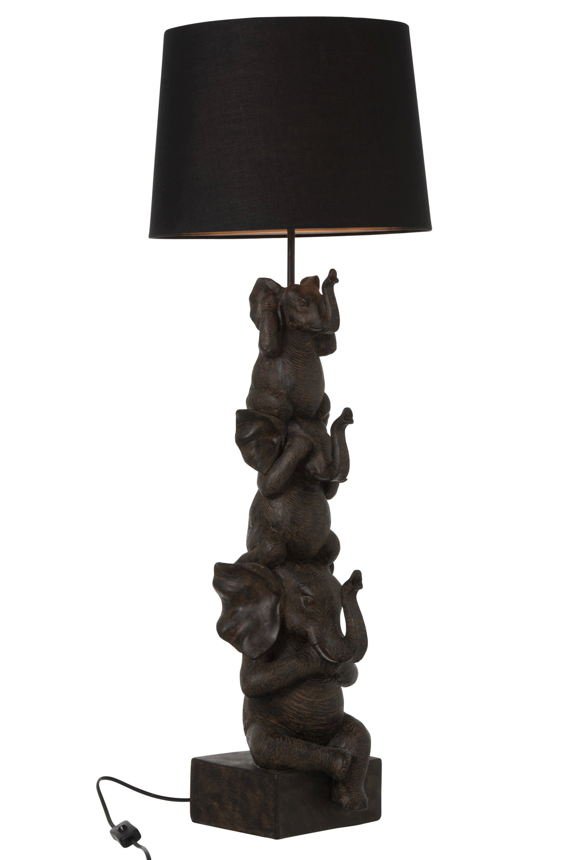 Gilde Dekoobjekt Elegante Braunfarbene Elefanten Lampe Hörensehen
