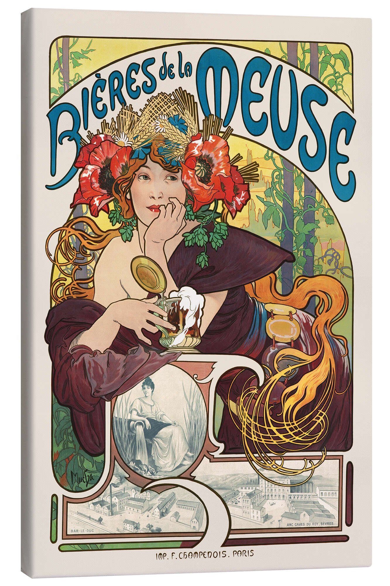 Posterlounge Leinwandbild Alfons Mucha Bières De La Meuse Wohnzimmer