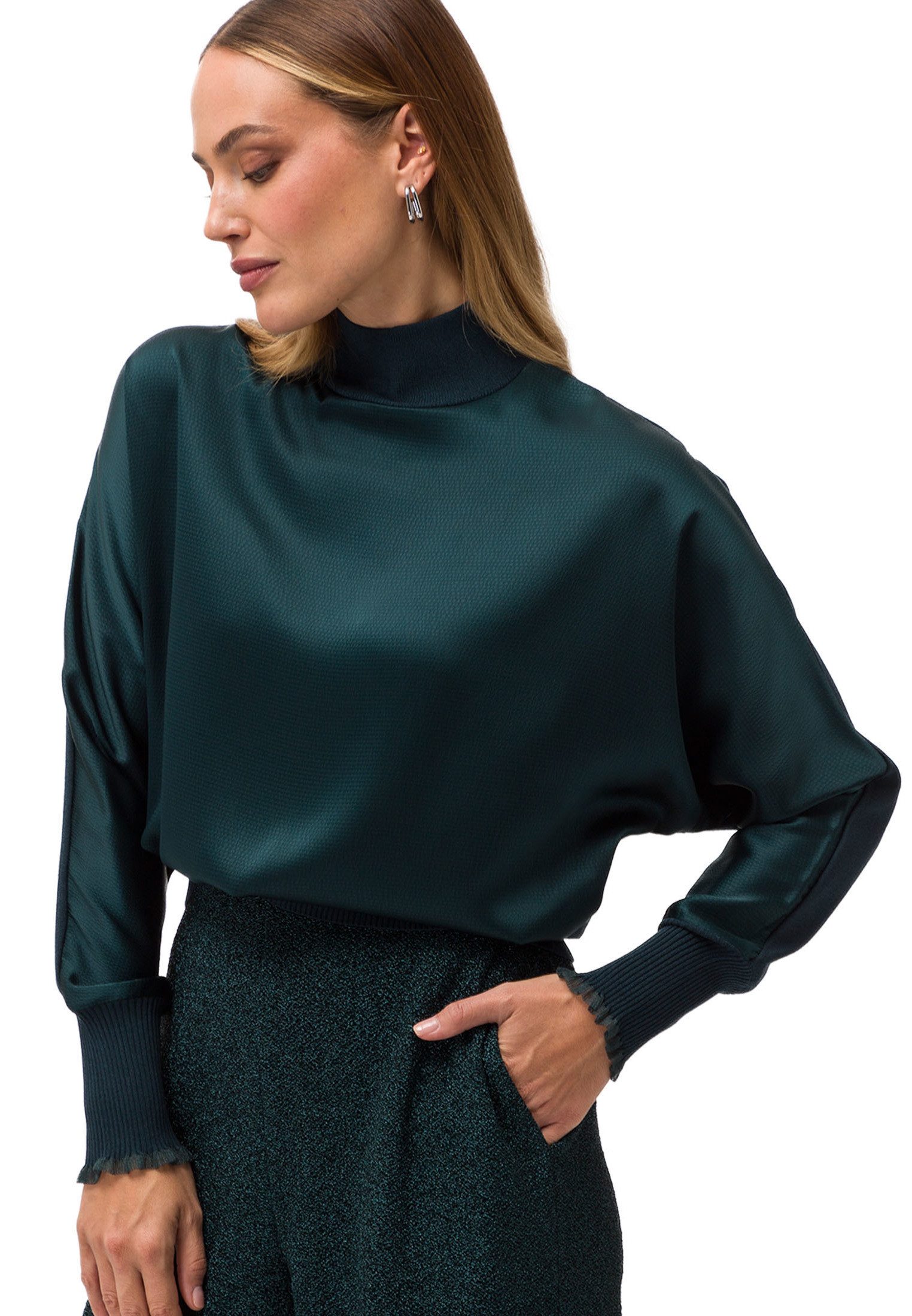 Zero Strickpullover zero Pullover glänzende Vorderseite (1-tlg) Plain ...