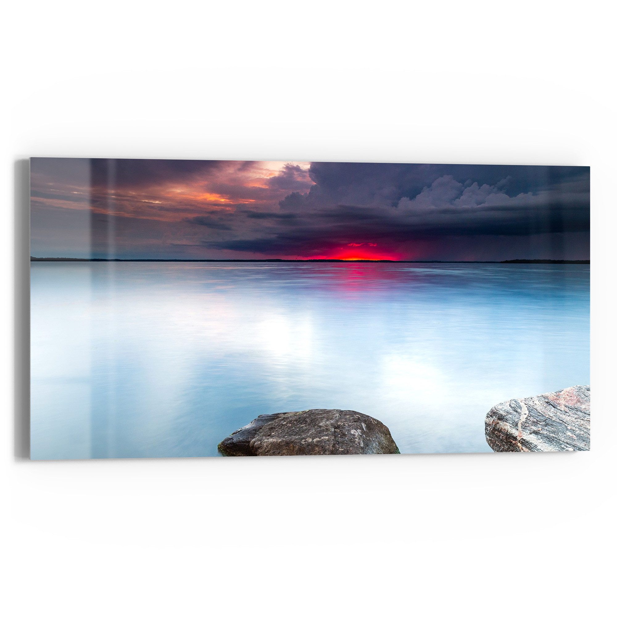 DEQORI Glasbild 'See im Abendlicht', 'See im Abendlicht', Glas Wandbild Bild schwebend modern