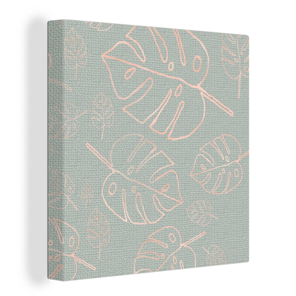 Onemillioncanvasses® Leinwandbild Muster Luxus Laub Blau 1 St