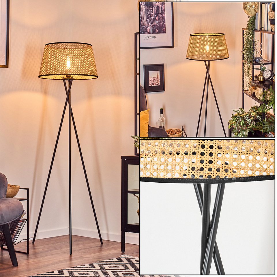 Hofstein Stehlampe Stehlampe Aus Metallrattan In Schwarznaturfarben