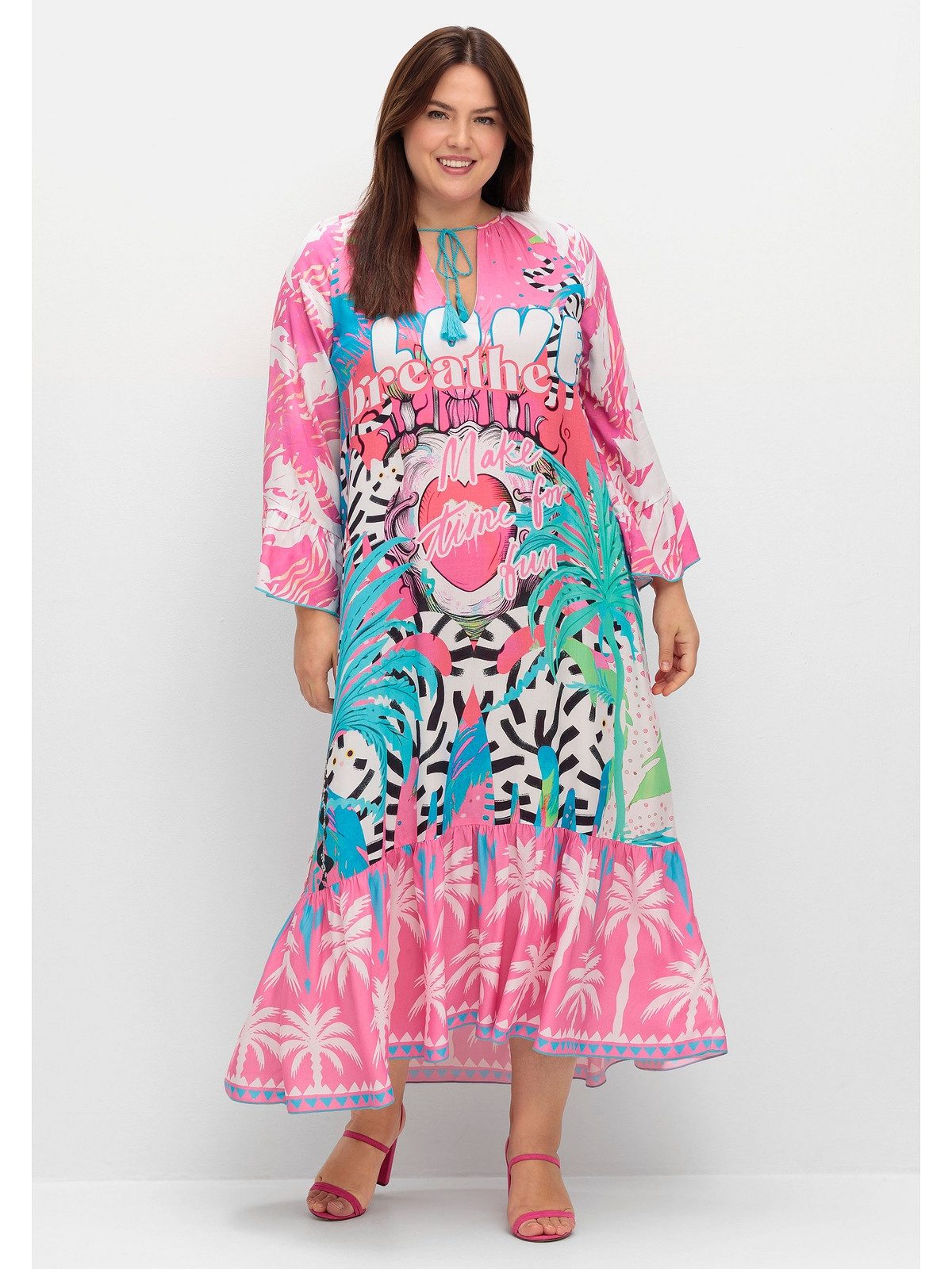 Sheego Sommerkleid Große Größen Mit Volant An Ärmeln Und Saum
