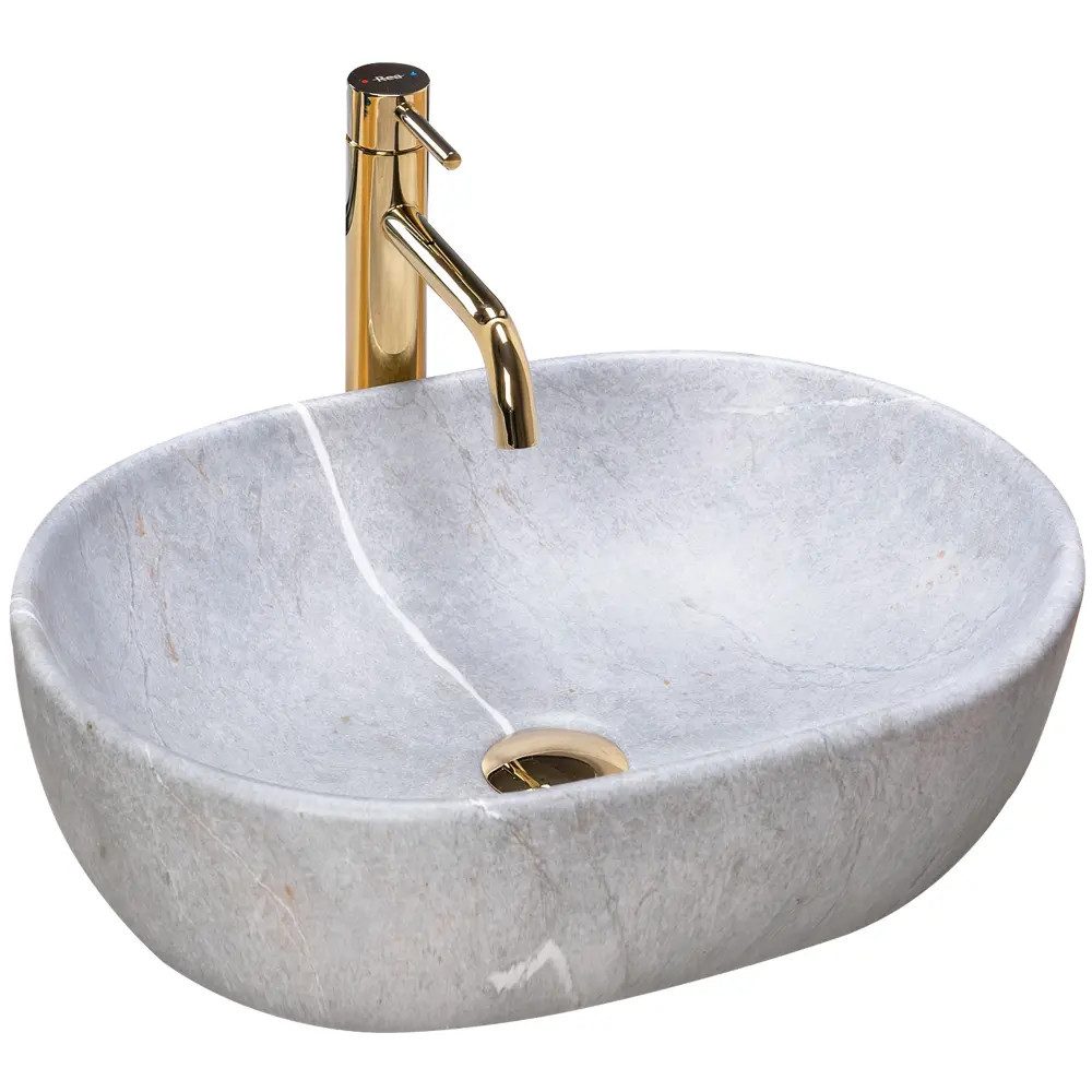 wohnwerk.idee Aufsatzwaschbecken Waschbecken oval Steinoptik Keramik ...